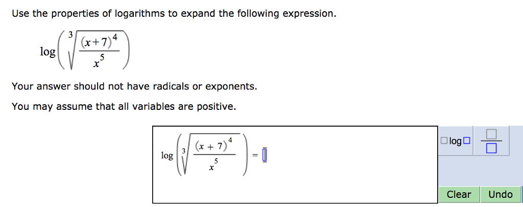 Solved Use the properties of logarithms to expand the | Chegg.com