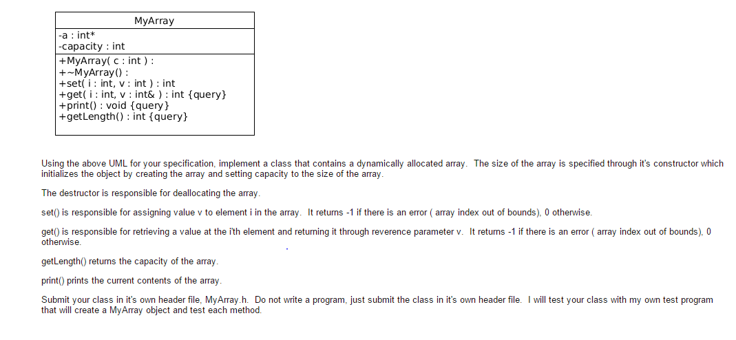 Solved Using the above UML for your specification, implement | Chegg.com