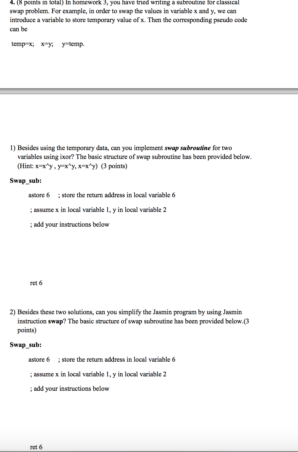 4.In homework 3, you have tried writing a subroutine | Chegg.com