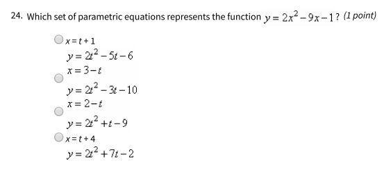 Solved 24, which set of parametric equations represents the | Chegg.com