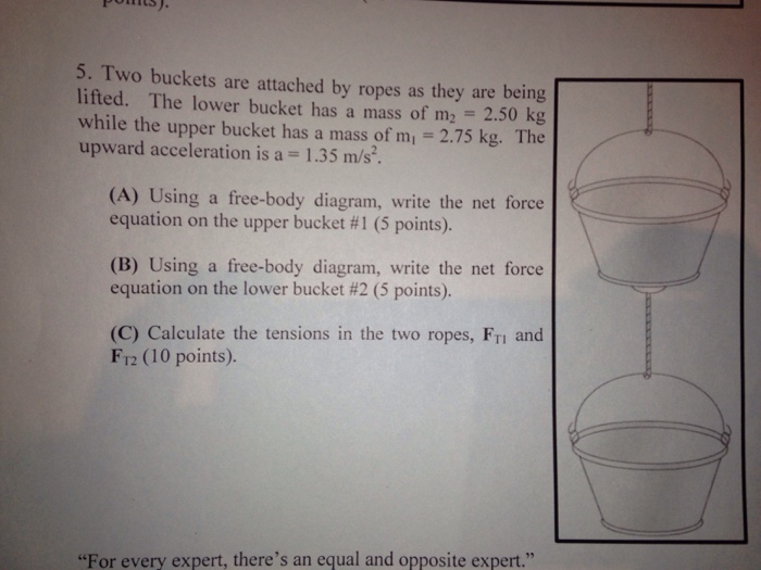 Solved Two buckets are attached by ropes as they are being | Chegg.com