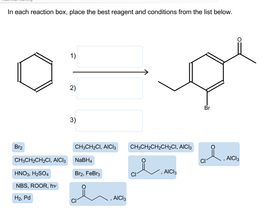 Solved In each reaction box, place the best reagent and | Chegg.com