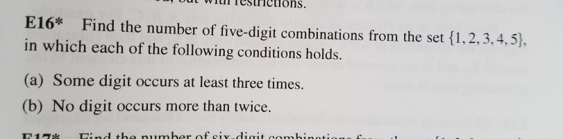 Solved Find the number of five-digit combinations from the | Chegg.com