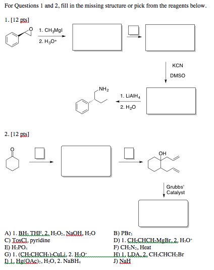 Solved For Questions 1 and 2, fill in the missing structure | Chegg.com