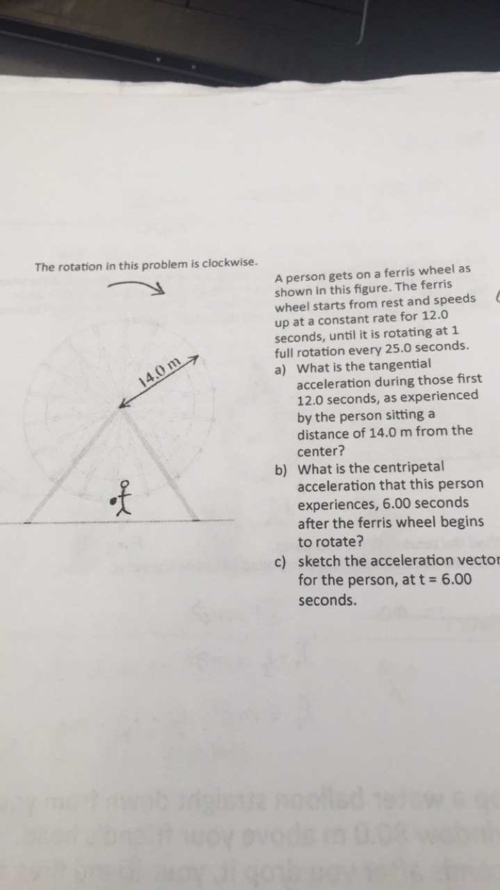 Solved A person gets on a ferris wheel as shown in this | Chegg.com