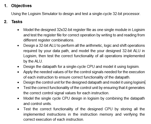 1. Objectives Using the Logisim Simulator to design | Chegg.com