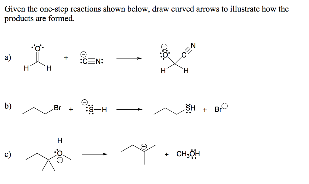 Solved Given the one-step reactions shown below, draw curved | Chegg.com