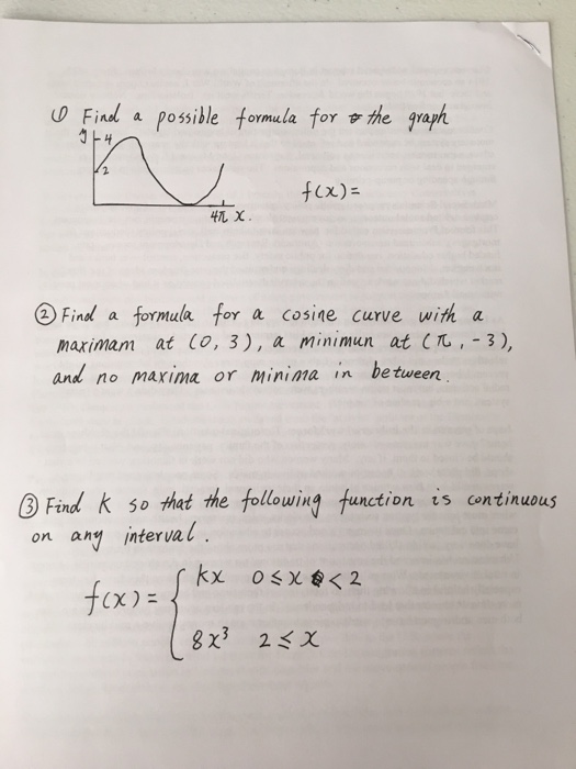 Solved Find a possible formula or the graph Find a formula | Chegg.com