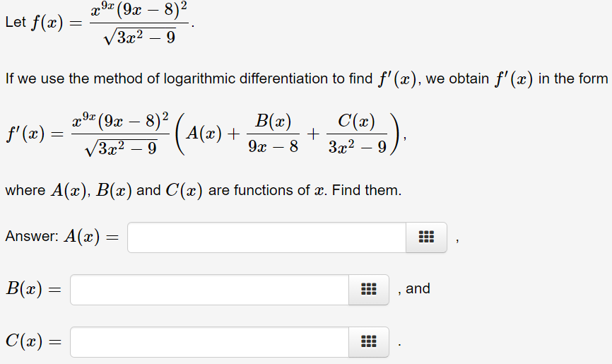 Solved Let f(x) = x^9x(9x - 8)^2/Squareroot 3x^2 - 9. If we | Chegg.com