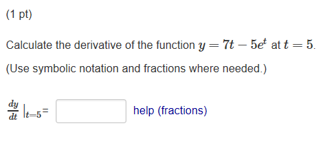 Solved (1 pi) Calculate the derivative of the function | Chegg.com