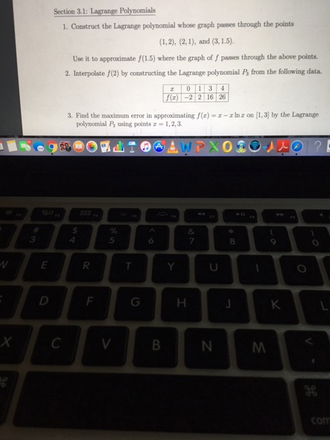 Solved Construct the Lagrange polynomial whose graph passes | Chegg.com
