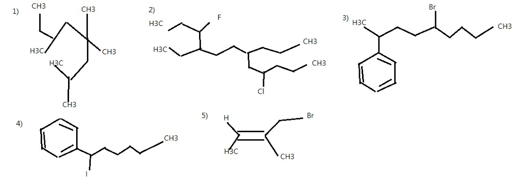 Solved CH3 H3C CH3 CH3 H3C CH3 5) H CH3 CH3 CH3 Br 3) H3C | Chegg.com