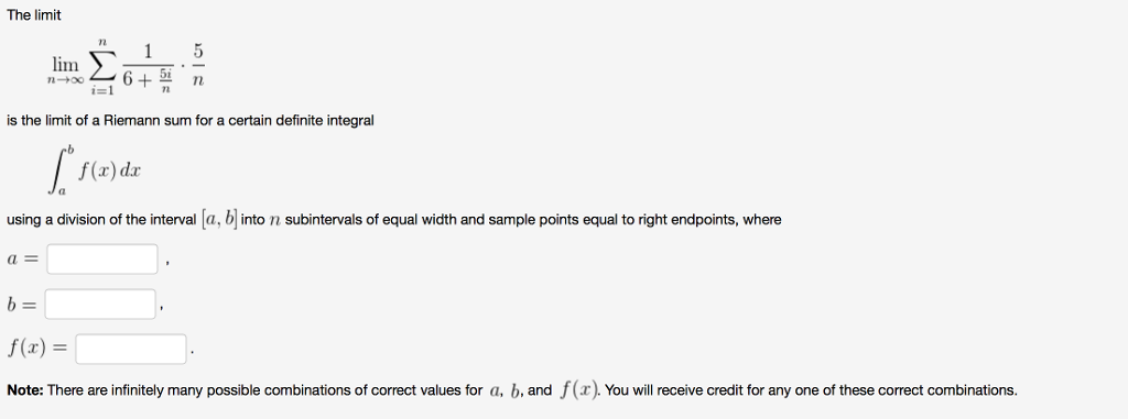 Solved The limit linn ?_1_ is the limit of a Riemann sum for | Chegg.com