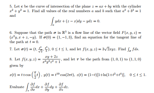 Solved 5. Let c be the curve of intersection of the plane z | Chegg.com