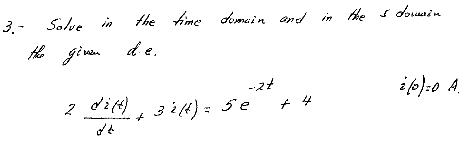 Solved Solve in the time domain and in the S domain the | Chegg.com
