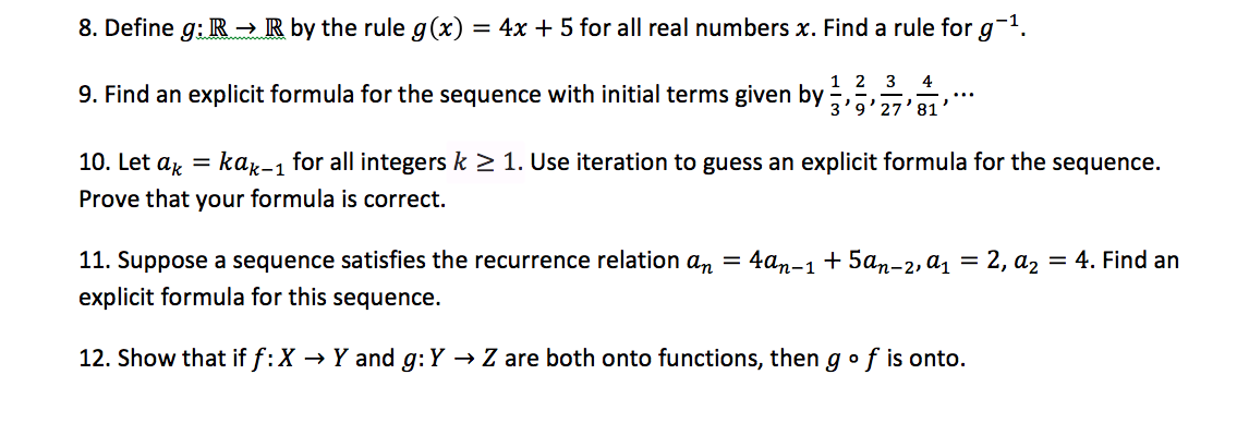 Solved 8. Define g: R right arrow R by the rule g(x) = 4x + | Chegg.com