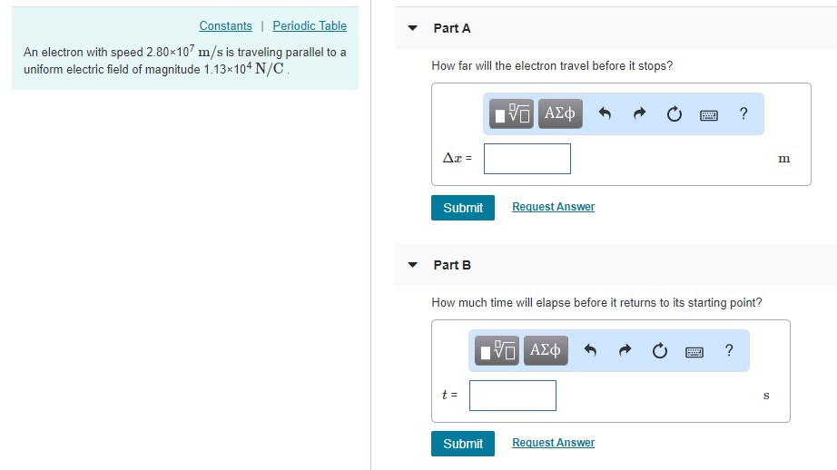 Solved Constants I Periodic Table Part A An electron with | Chegg.com