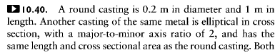 Solved A round casting is 0. 2 m in diameter and 1 m in | Chegg.com