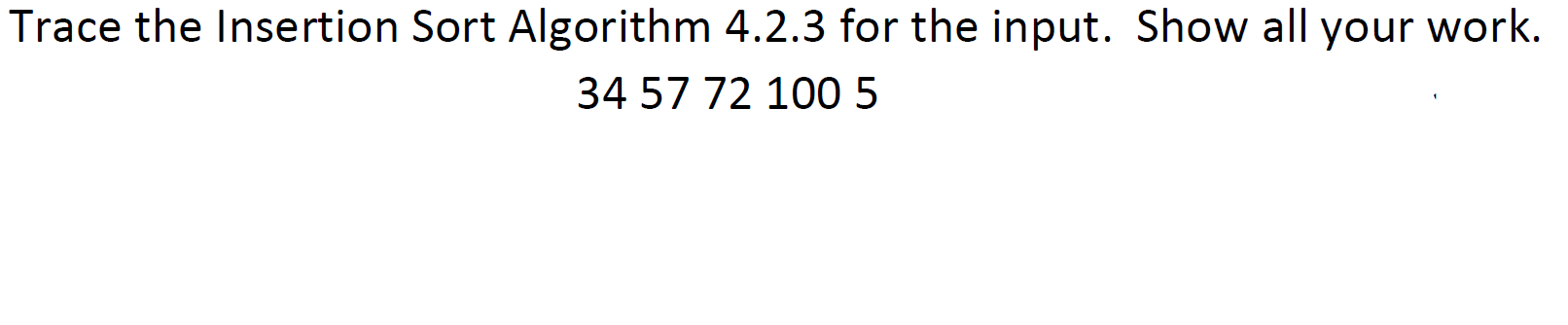 Trace the Insertion Sort Algorithm 4.2.3 for the | Chegg.com