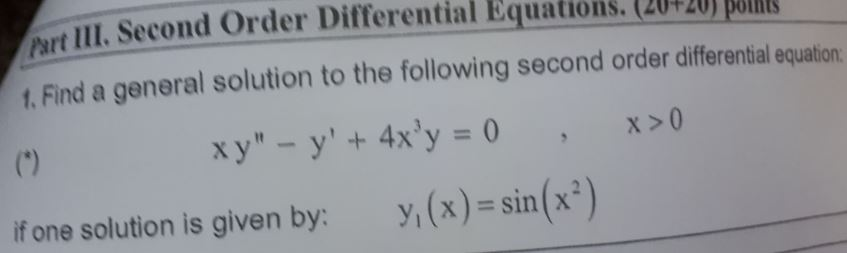 Solved part II. Second Order Differential Equations.40 O t. | Chegg.com