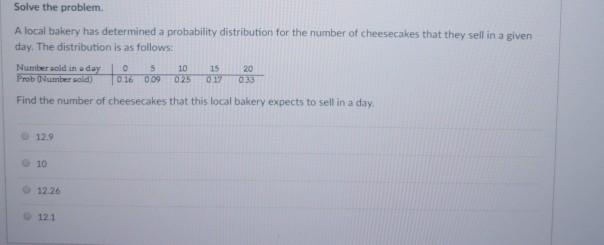 Solved Solve the problem. A local bakery has determined a | Chegg.com