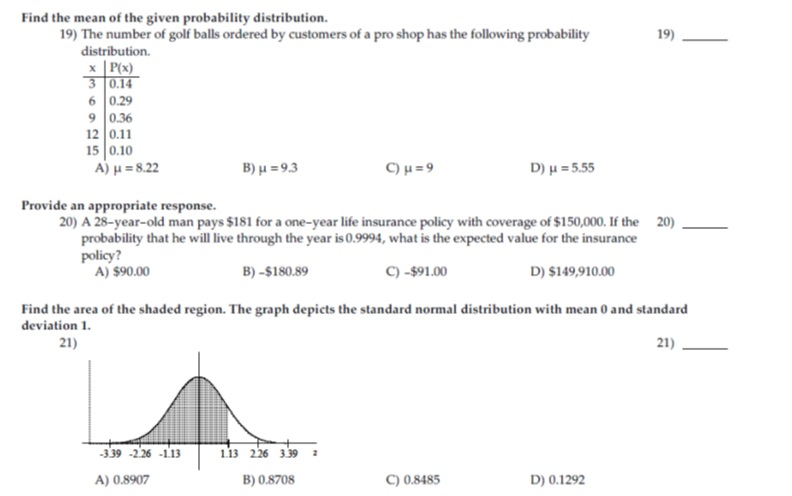 Solved Find the mean of the given probability distribution. | Chegg.com