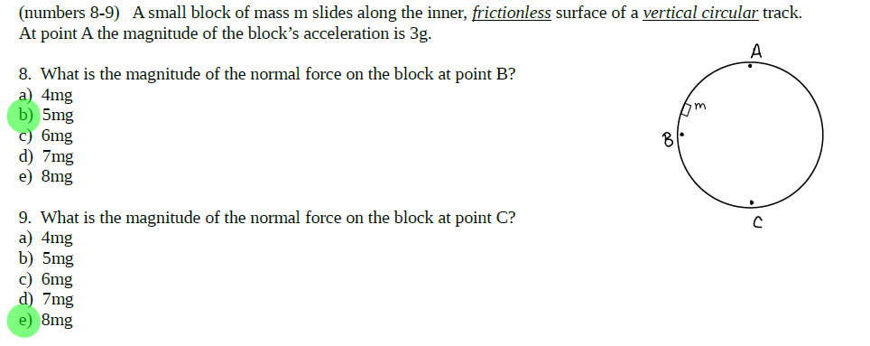 Solved (numbers 8-9) A small block of mass m slides along | Chegg.com