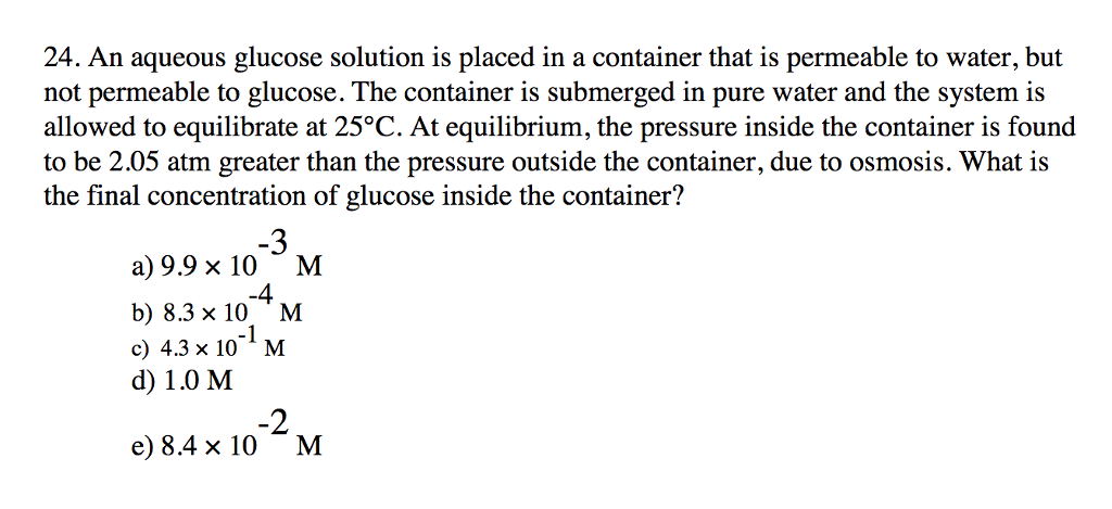 Solved An aqueous glucose solution is placed in a container | Chegg.com