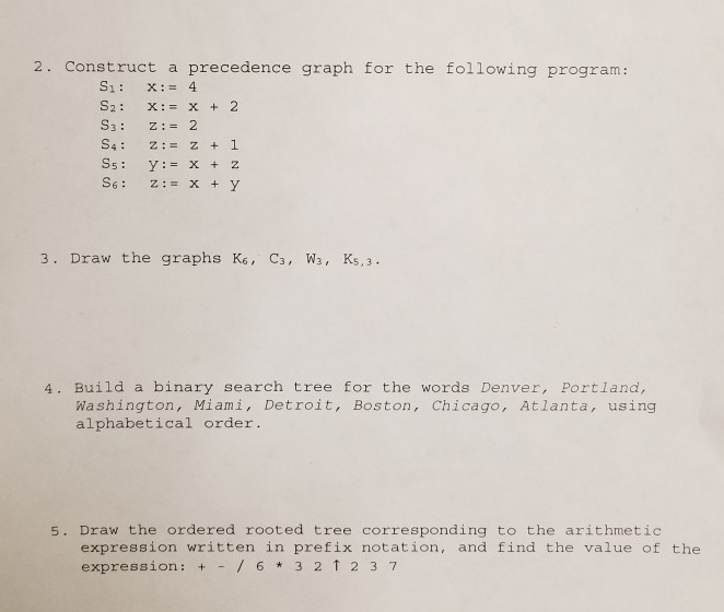 Solved Construct a precedence graph for the following | Chegg.com