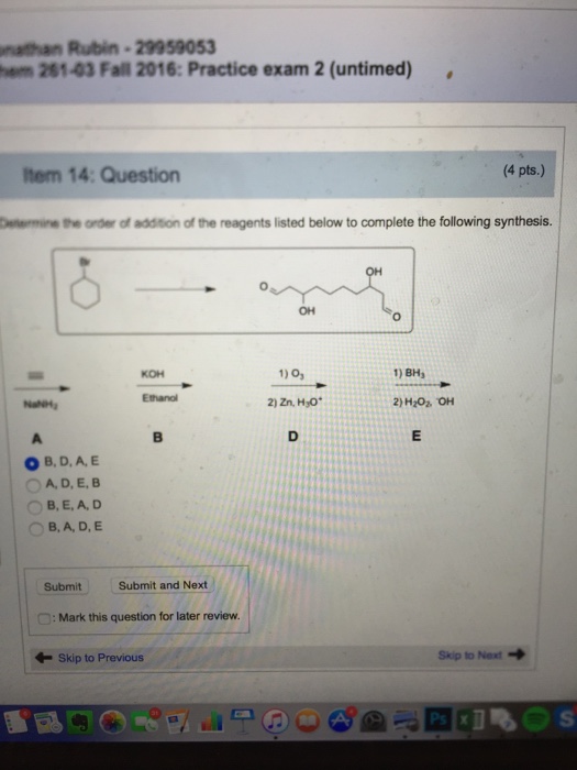 Solved Determine the order of addition of the reagents | Chegg.com