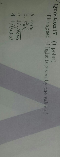 Solved The speed of light is given by the value of epsilon_0 | Chegg.com