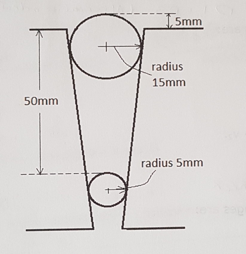 Solved Smm radius 15mm 50mm radius 5mm | Chegg.com