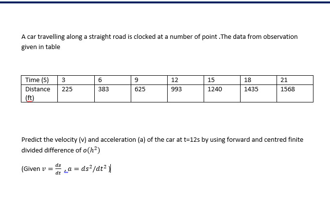 Solved A car travelling along a straight road is clocked at | Chegg.com