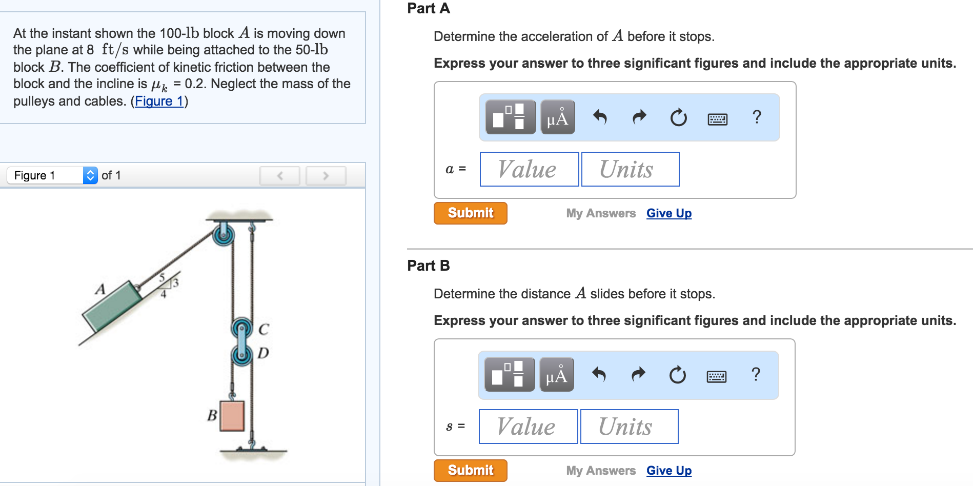 Solved At the instant shown the 100-lb block A is moving | Chegg.com