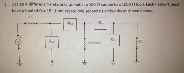 Design 4 different pi-networks to match a 100 Ohm | Chegg.com