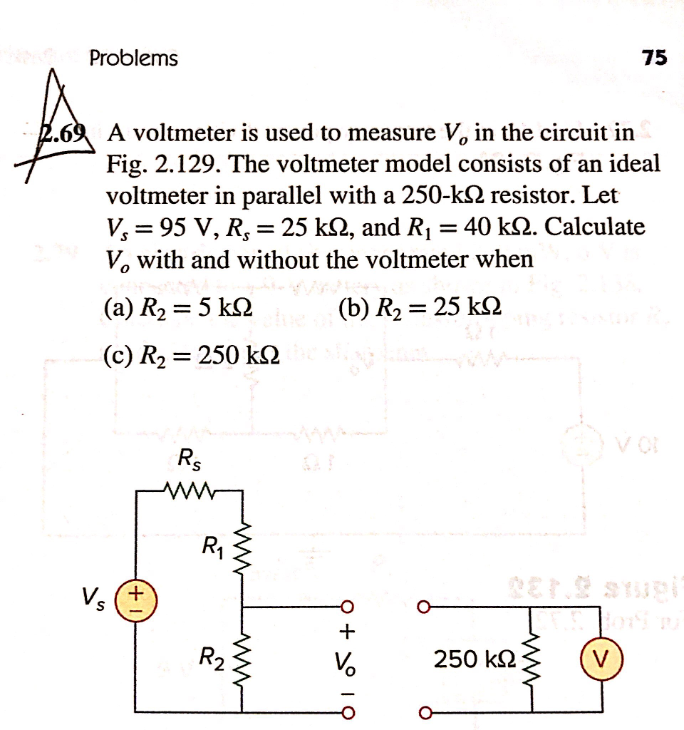 Solved A voltmeter is used to measure V_o in the circuit in | Chegg.com