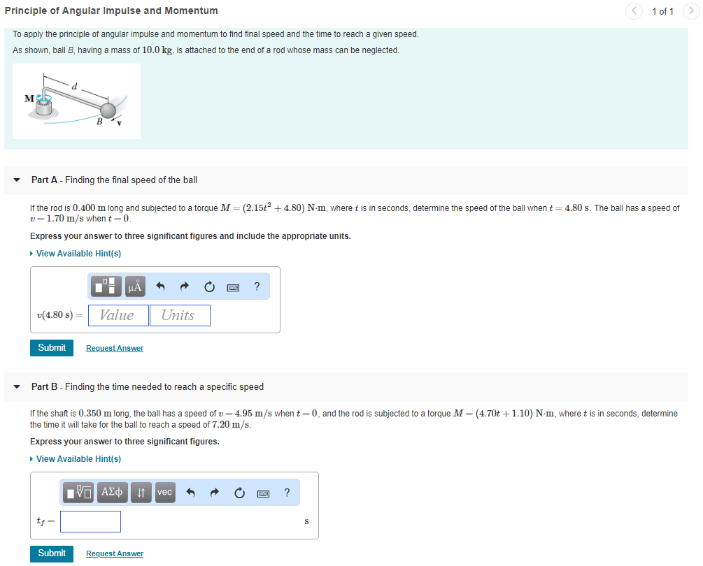 Solved Principle of Angular Impulse and Momentum ? 1of1 To | Chegg.com