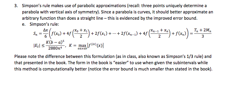 Solved Simpson's rule makes use of parabolic approximations | Chegg.com