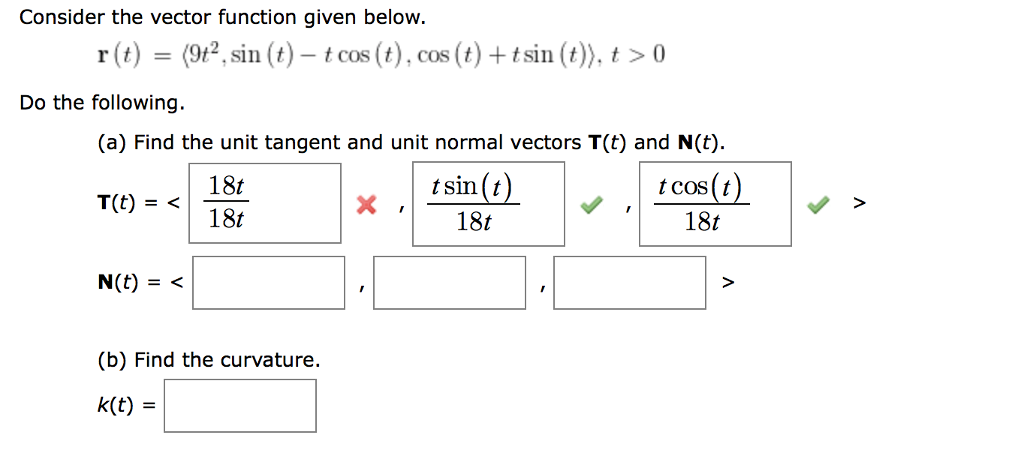Solved Consider the vector function given below. r(t) = | Chegg.com