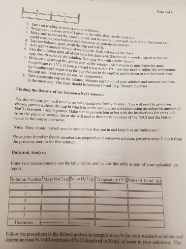 Solved (Adapled from Density of Aqueous Naci solutions by | Chegg.com