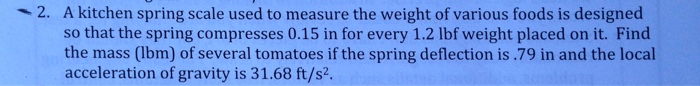 Solved 2. A kitchen spring scale used to measure the weight | Chegg.com