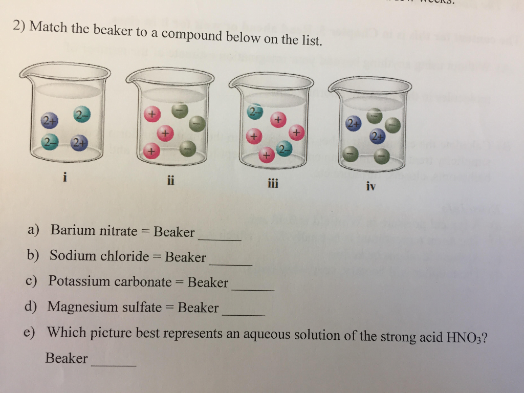 Solved 2) Match the beaker to a compound below on the list. | Chegg.com