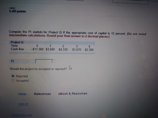 Solved value 5.00 points Compute the PI statistic for | Chegg.com