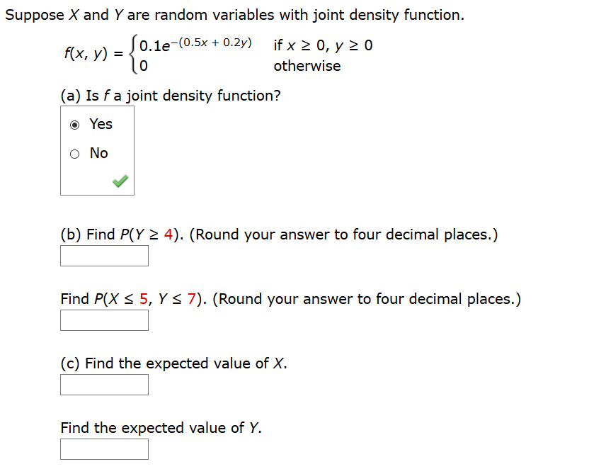 Solved Suppose X and Y are random variables with joint | Chegg.com