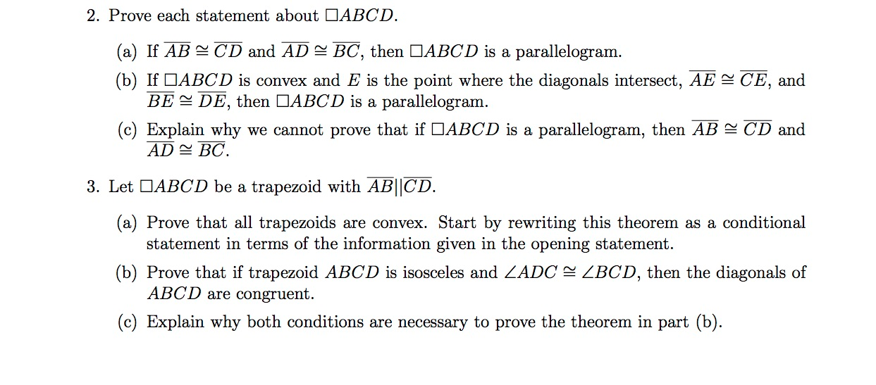 Solved 2. Prove each statement about ABCD. (a) If AB CD and | Chegg.com