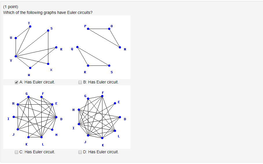 Solved 1 Point Which Of The Following Graphs Have Euler