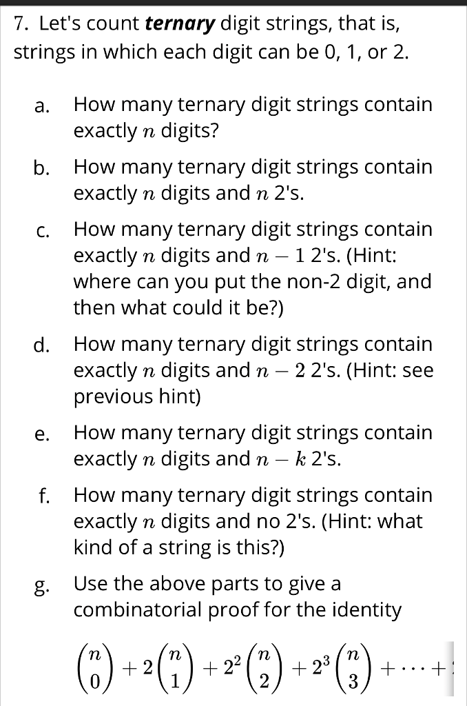 Solved 7 Lets Count Ternary Digit Strings That Is 1638