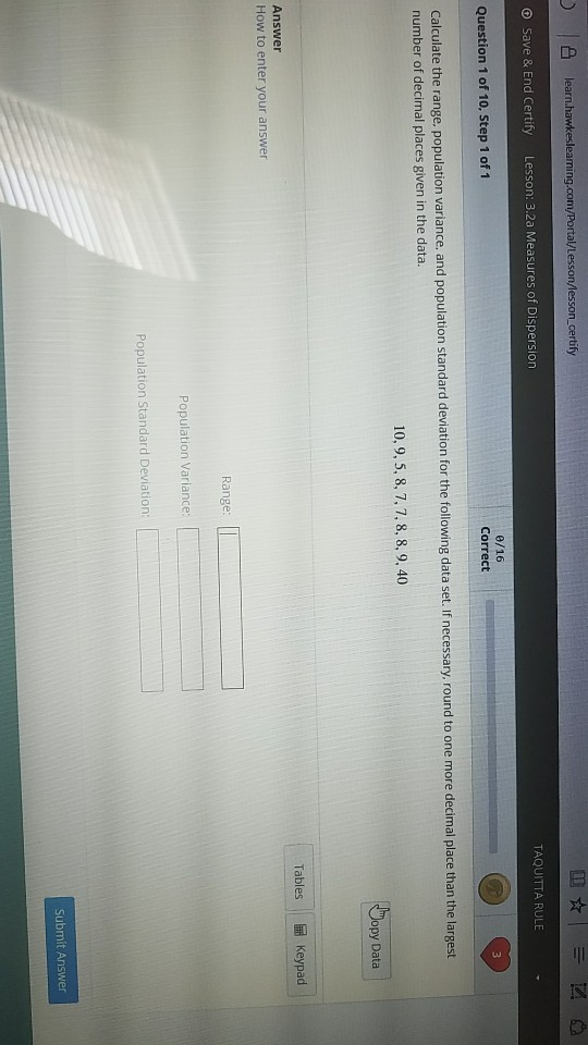 Solved 凸 ☆ | 匿牟 o Save & End Certify Lesson: 3.2a Measures | Chegg.com