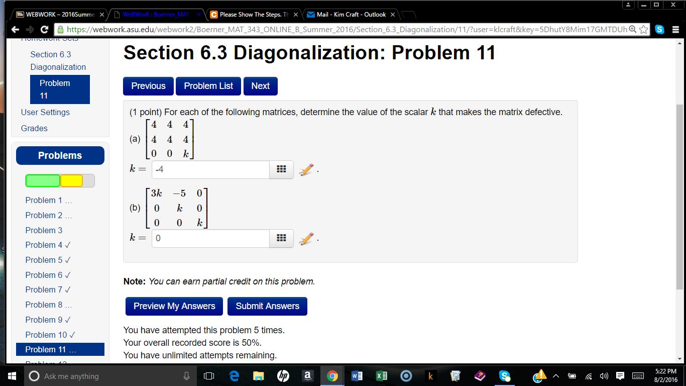 Solved For each of the following matrices, determine the | Chegg.com