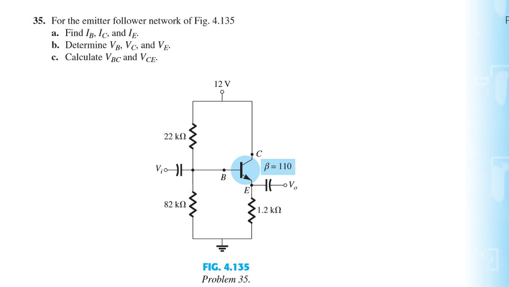 Solved For the emitter follower network of Fig. 4.135 a. | Chegg.com